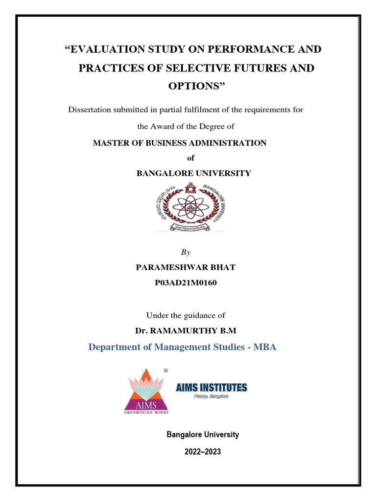 Final Report - Parameshwar Bhat (P03AD21M0160) | PDF | Futures Contract ...