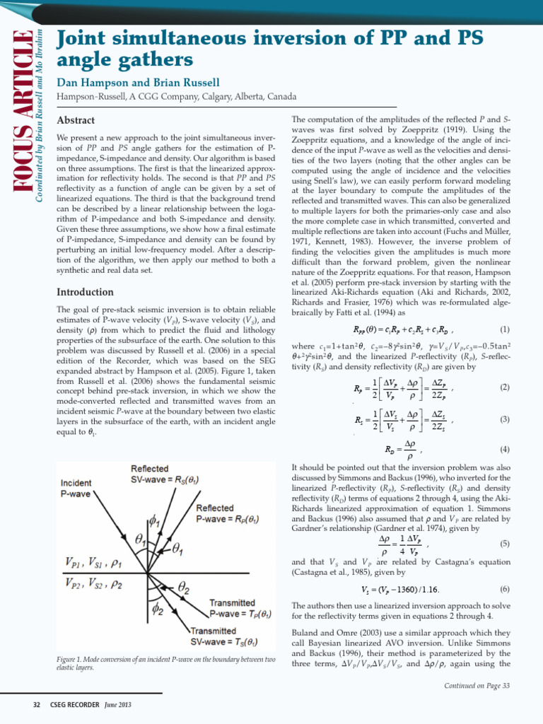 2013 06 RECORDER Joint - Simultaneous - Inversion | PDF | Mathematical Objects