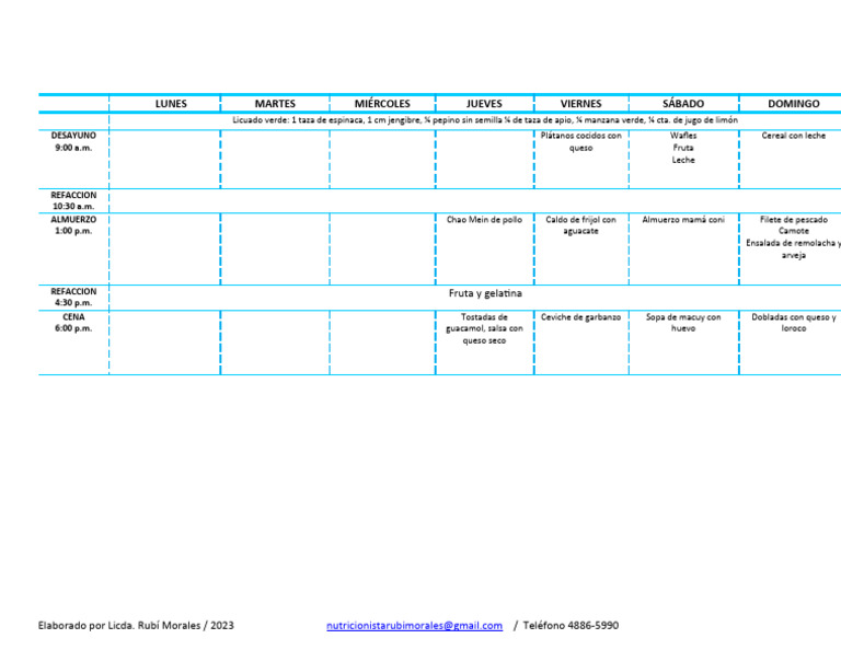 Menu Fam Borja Morales Tercer Semana Enero | PDF