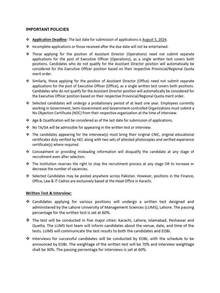 Important Policies 202407201 | PDF