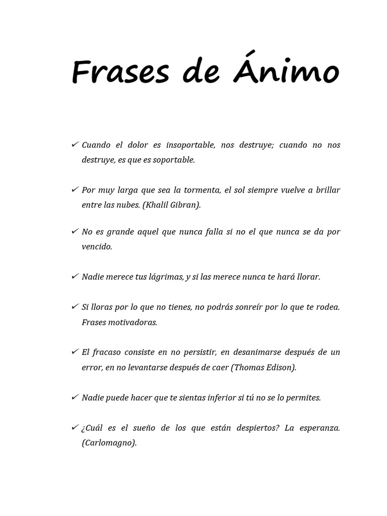 Frases de Ánimo y Motivación | PDF | Libros para adolescentes