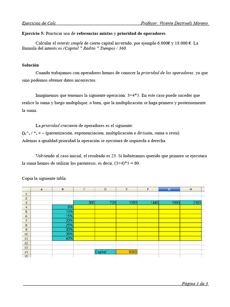Ejercicio05 CALC, Trabajar Con Referencias Mixtas y Prioridad de ...