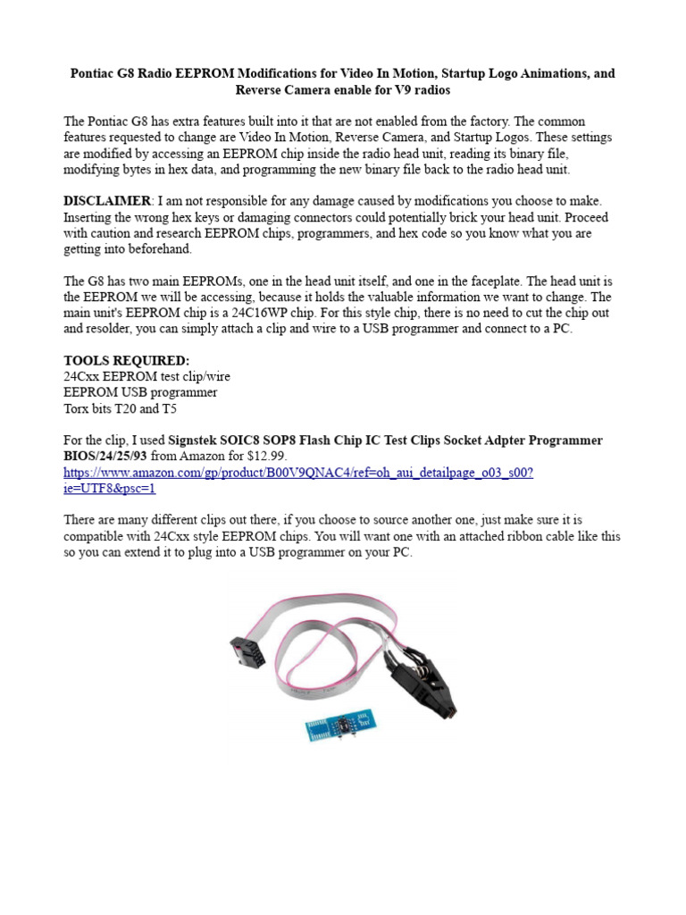 Pontiac G8 Radio EEPROM Programming | PDF | Electrical Connector | Usb
