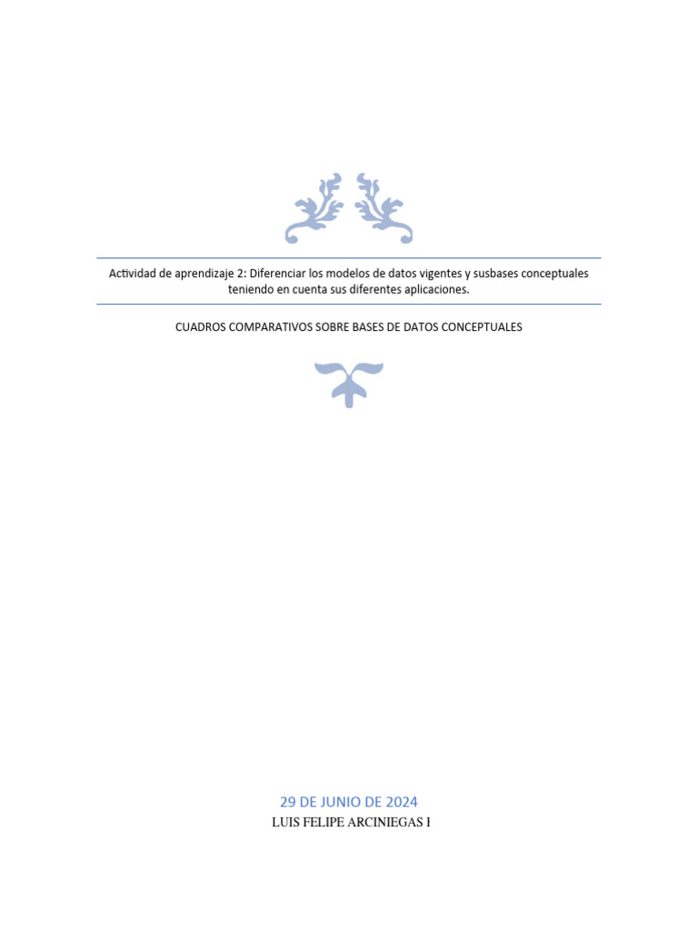 CUADRO CONCEPTUAL BASE DE DATOS | PDF | Bases de datos | No Sql