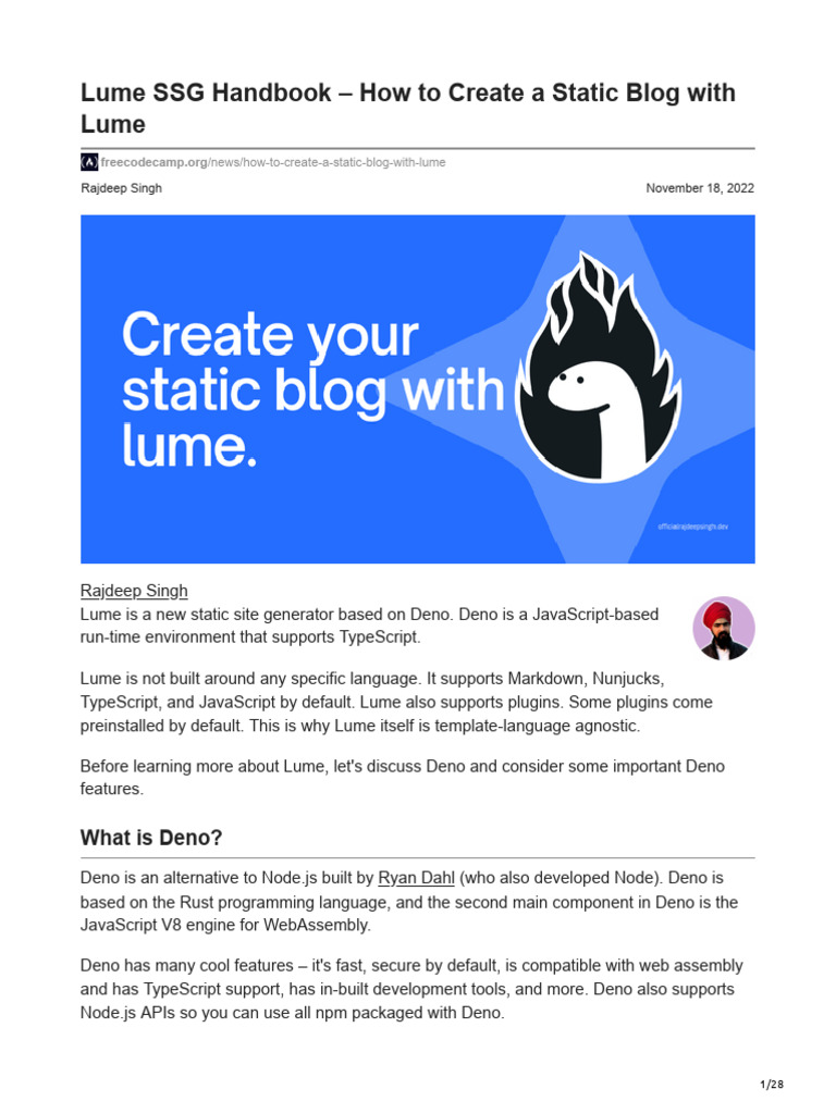 Lume SSG Handbook How To Create A Static Blog With Lume | PDF | Java Script | World Wide Web