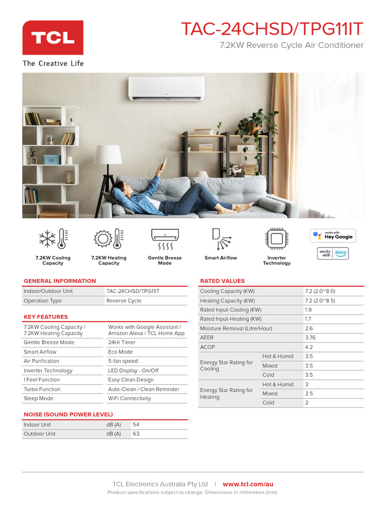 TAC-24CHSD/TPG11IT Air Conditioner Specs | PDF | Air Conditioning ...