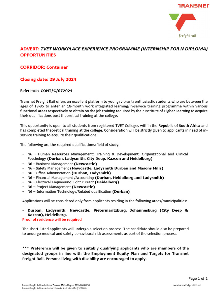 Internship Advert 2024 | PDF | Business