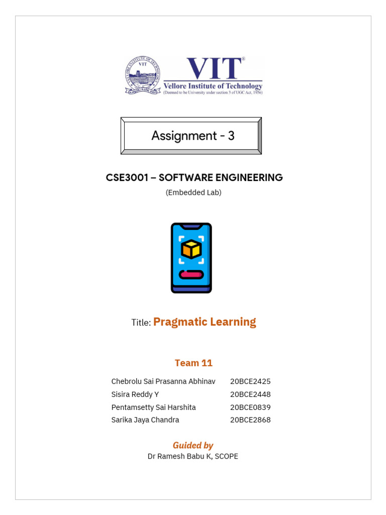 20BCE2448 SE Assessment-3 | PDF | Augmented Reality | Android (Operating System)