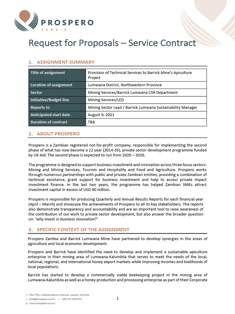 Technical Services RFP for Apiculture Project | PDF | Beekeeping ...