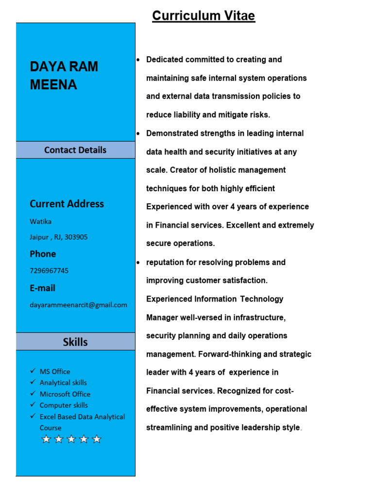 Daya Ram Meena Resume12 | PDF | Computer Security | Security