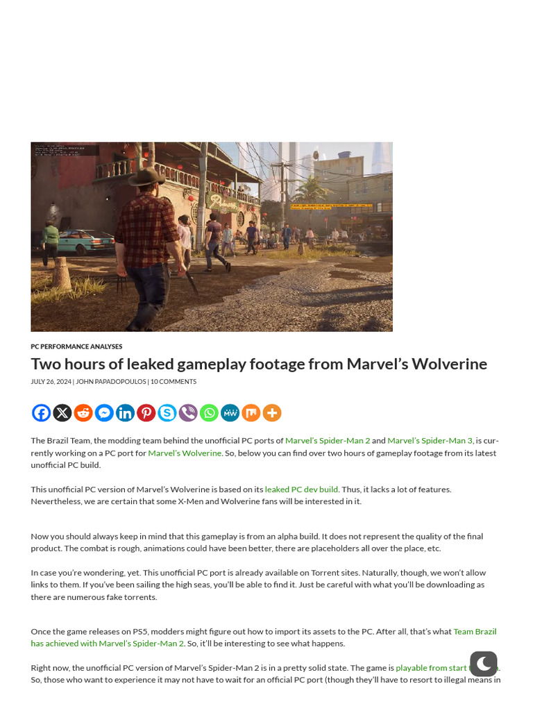 Two Hours of Leaked Gameplay Footage From Marvel's Wolverine | PDF | Video Game Gameplay | Gaming