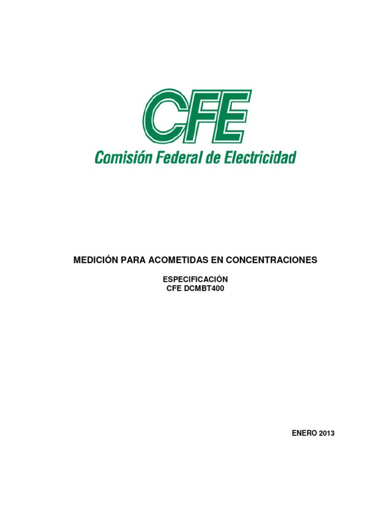 Especificaciones CFE para Acometidas eléctricas | PDF | Electricidad ...