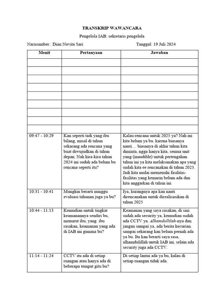 Transkrip Sekretaris IAB | PDF