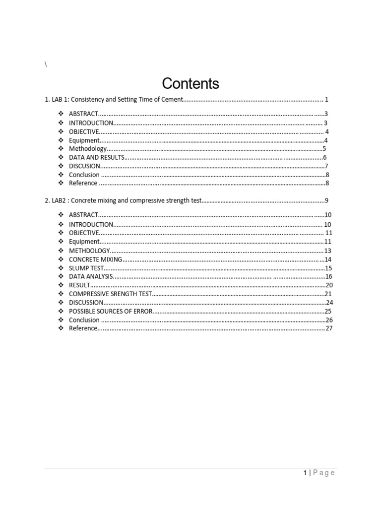 Setting Time and Consistency Lab Rep | PDF | Concrete | Strength Of Materials