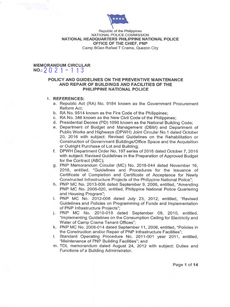 MC 2021 113 Maintenance Repair of Bldgs | PDF