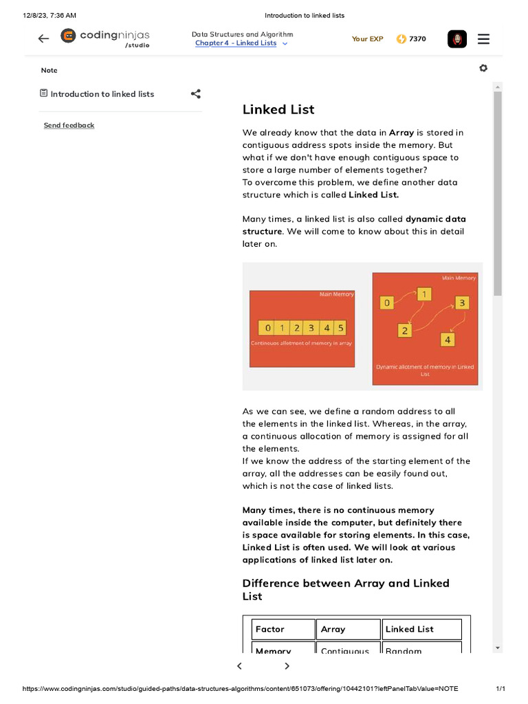 Introduction To Linked Lists 1 | PDF | Computer Engineering | Data Introduction To Linked Lists 1 | PDF | Computer Engineering | Data