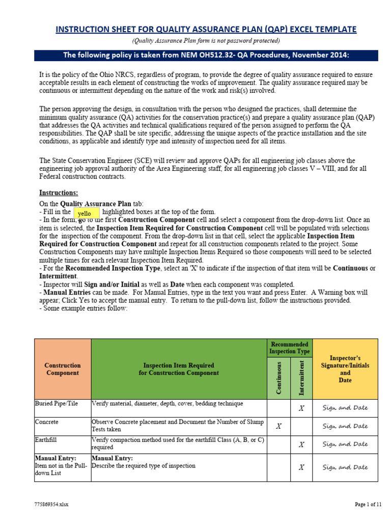 QAP Template 07-2019 Ver-101 | PDF | Quality Assurance | Deep Foundation