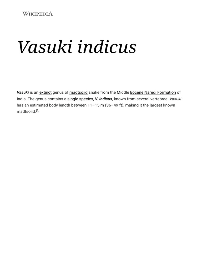 Vasuki Indicus - Wikipedia | PDF | Taxa