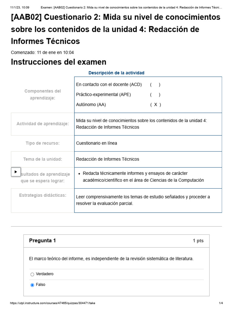 Examen - (AAB02) Cuestionario 2 - METODOLOGIA | PDF | Cuestionario | Aprendizaje