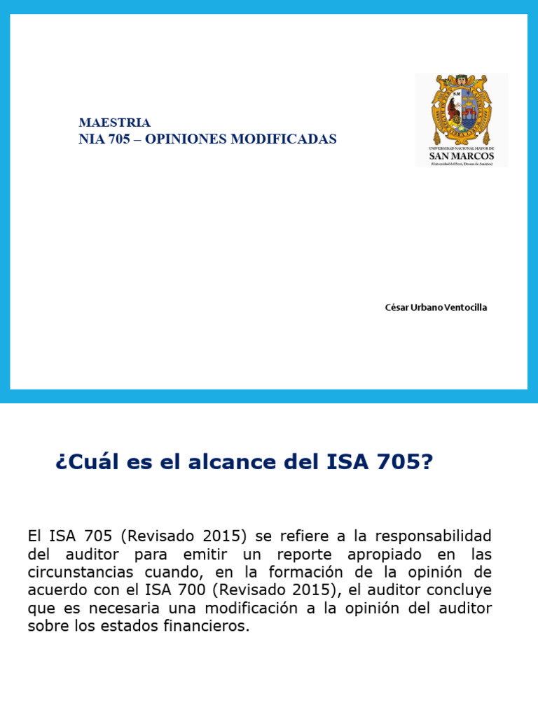 UNMSM - NIA-705 - Modificación de La Opinión | PDF | normas ...