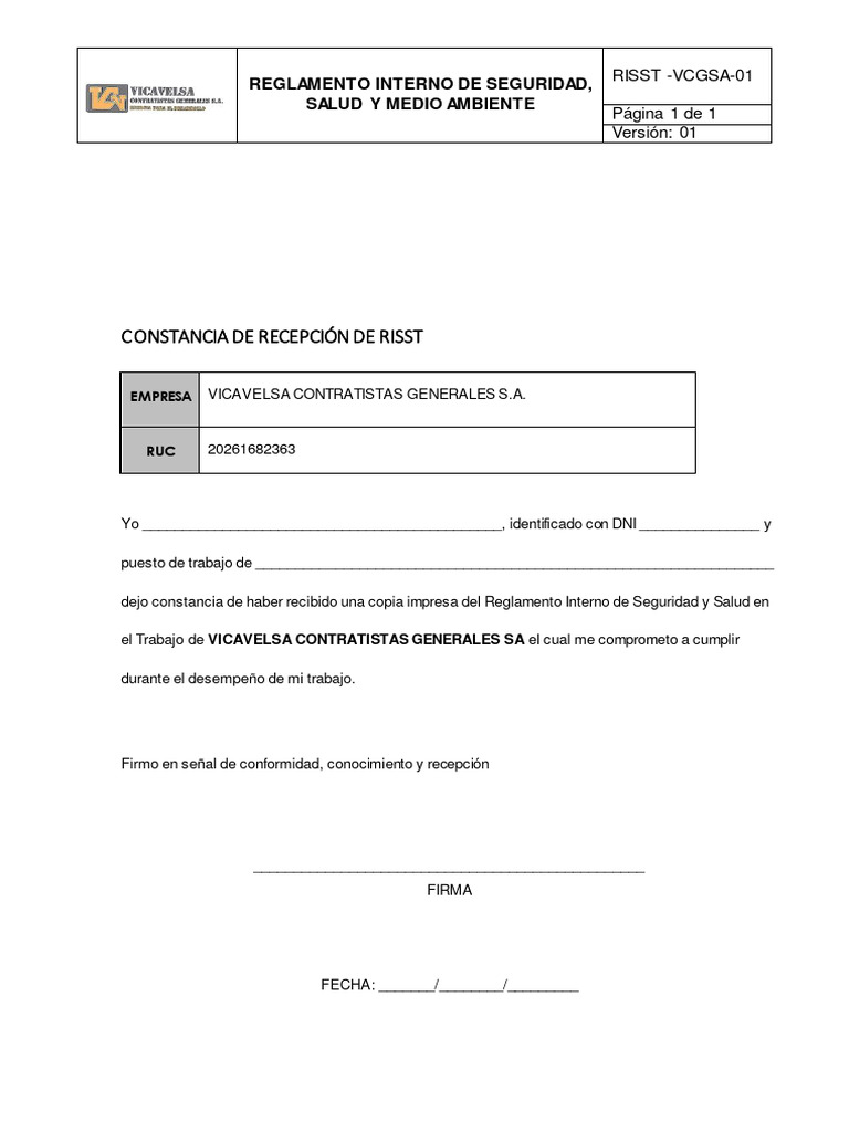 Constancia de Recepción de Risst | PDF