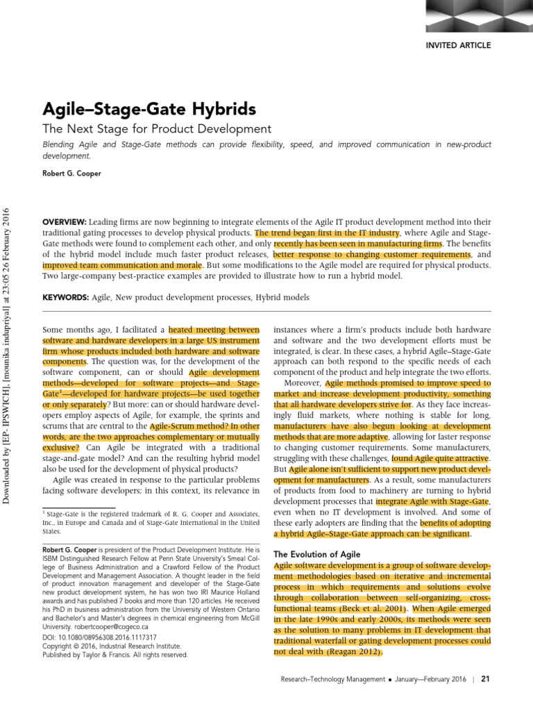 Agile-Stage-Gate Hybrids The Next Stage For Product Development | PDF ...