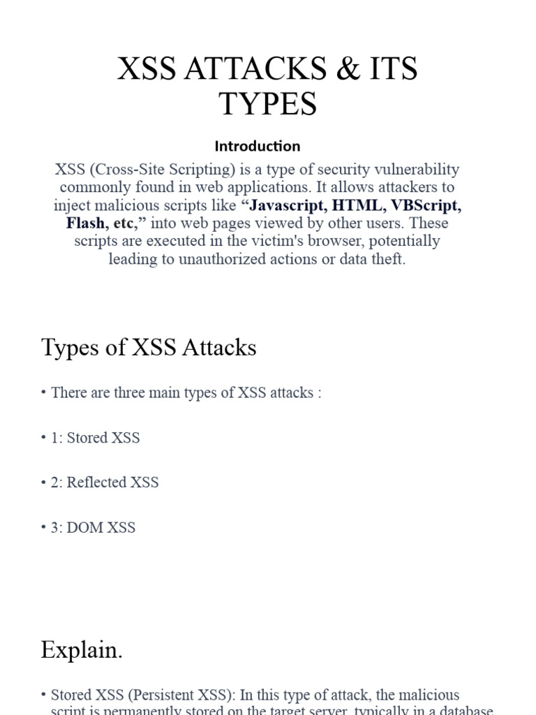 Xss Attacks & Its Types | PDF | Security | Computer Security