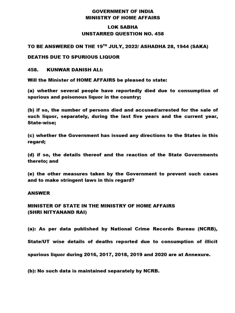 458 | PDF | Government Of India | Government