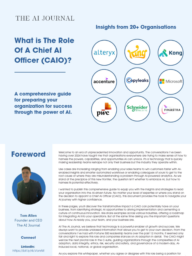 Understanding the Chief AI Officer Role | PDF | Artificial Intelligence ...