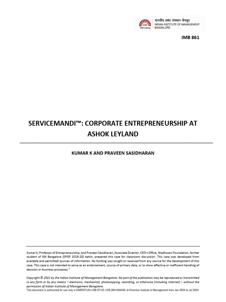 Ashok Leyland SM Case Study | PDF