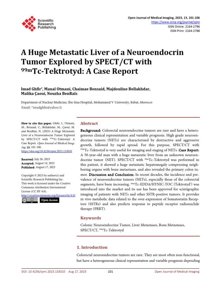 A Huge Metastatic Liver of A Neuroendocrin Tumor Explored by SPECT/CT ...