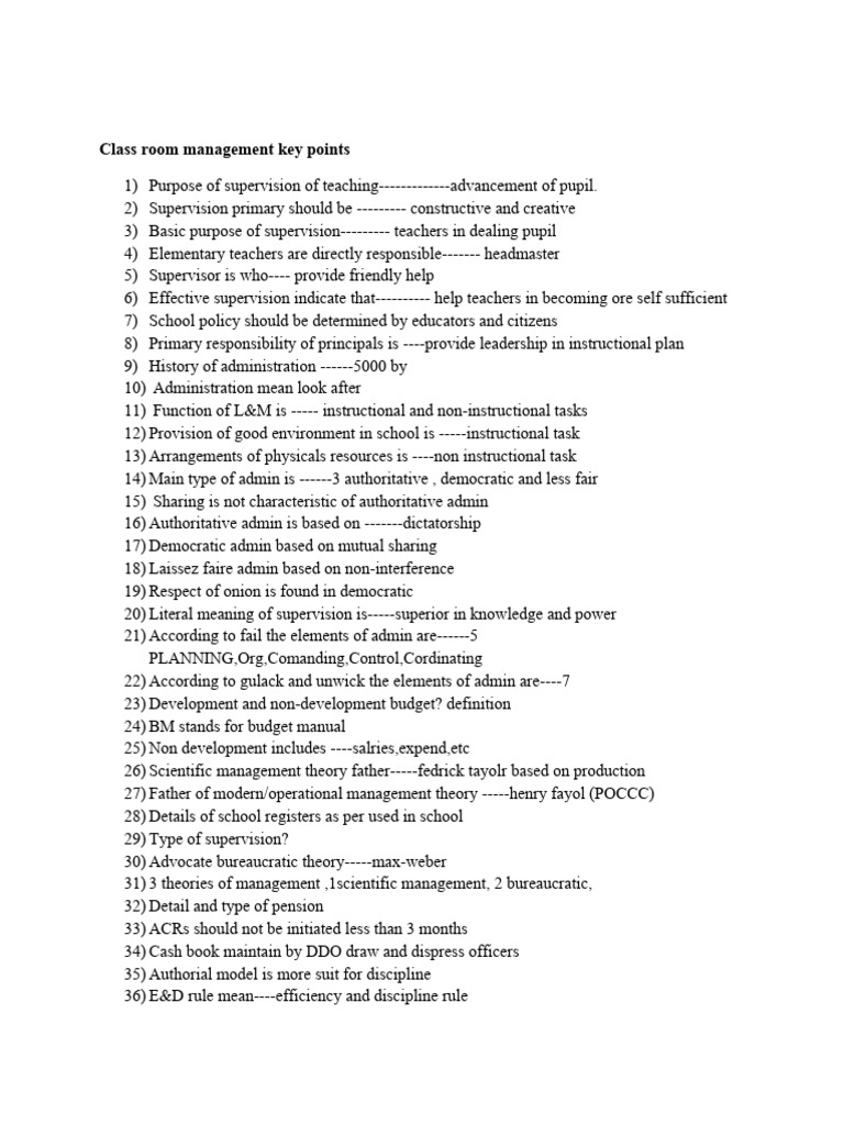 MCQ For School and Class Room Management | PDF | Teachers | Business