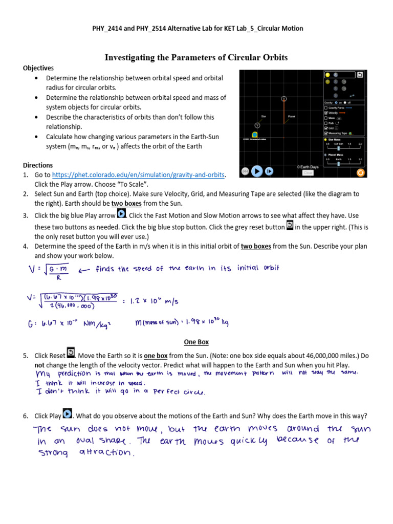 FYIY - Fi: Investigating The Parameters of Circular Orbits | PDF | Orbit | Sun