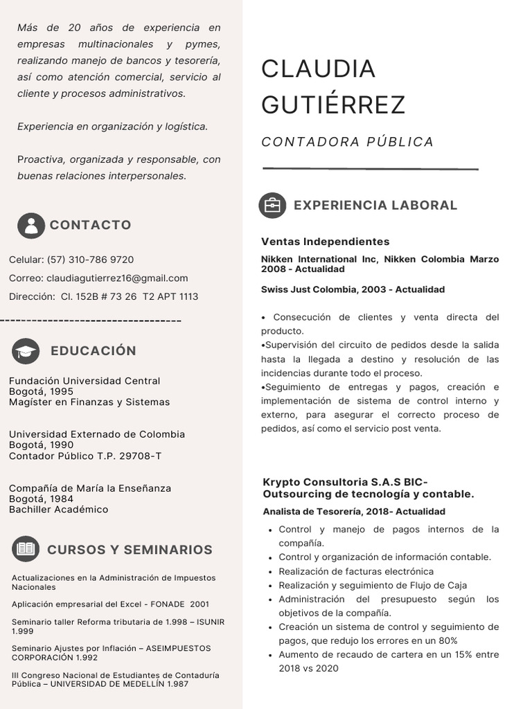 CV Claudia Gutiérrez O | PDF | Contador | Contabilidad