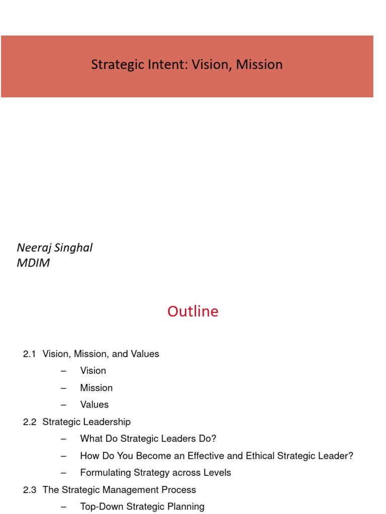 Strategic Intent: Vision, Mission: Neeraj Singhal Mdim | PDF | Yahoo! | Strategic Management