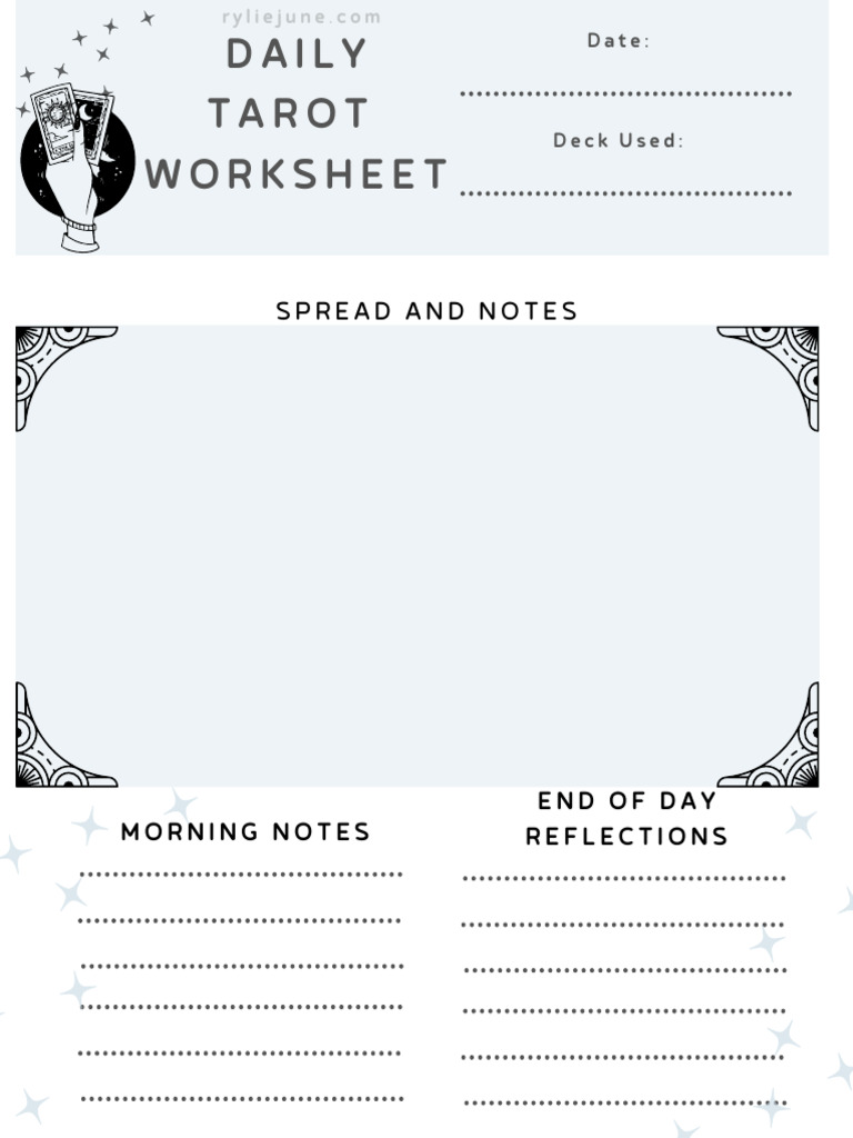 Daily Tarot Reflection Worksheet | PDF