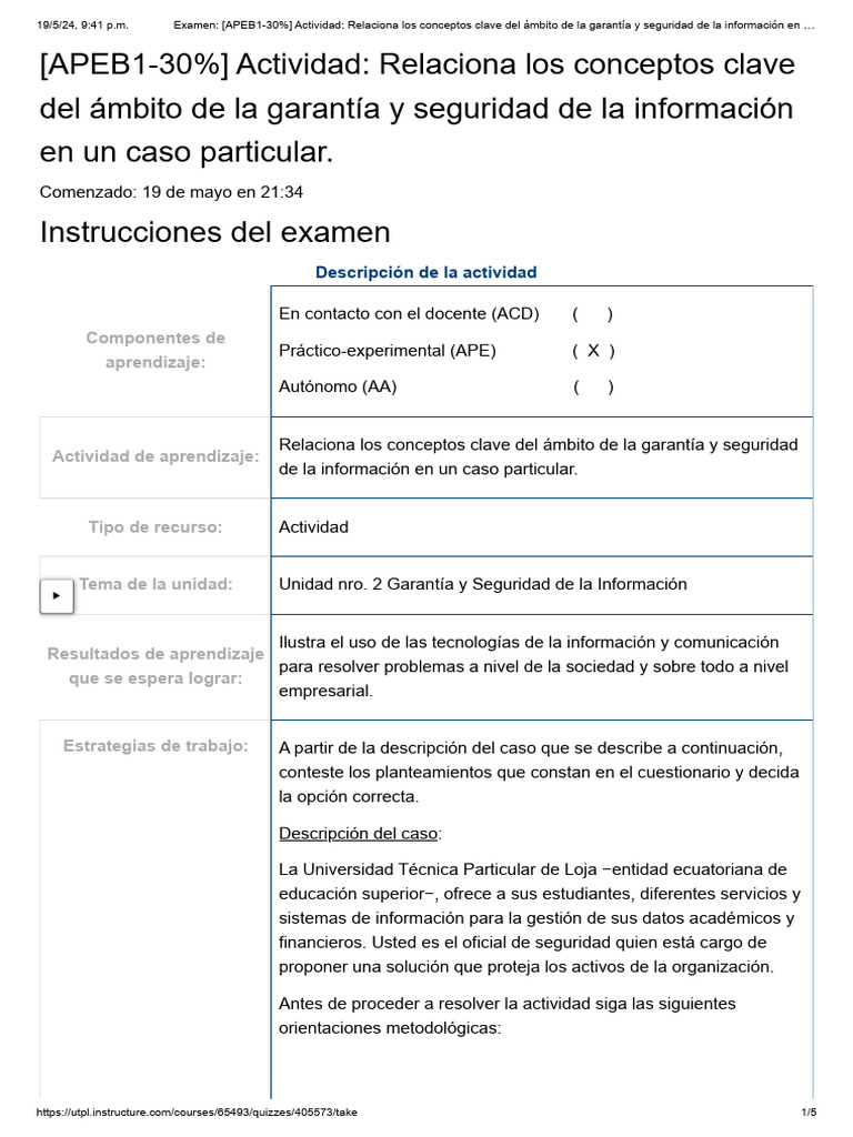 Examen - (APEB1-30%) Actividad - Relaciona Los Conceptos Clave Del Ámbito de La Garantía y ...