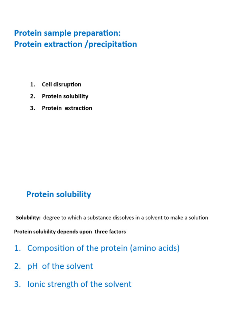 Lec Protein Sample Preparation | PDF | Solubility | Chemical Compounds
