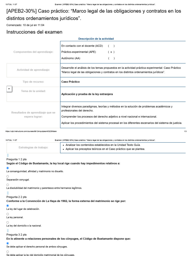 Examen - (APEB2-30%) Caso Práctico - "Marco Legal de Las Obligaciones y Contratos en Los ...
