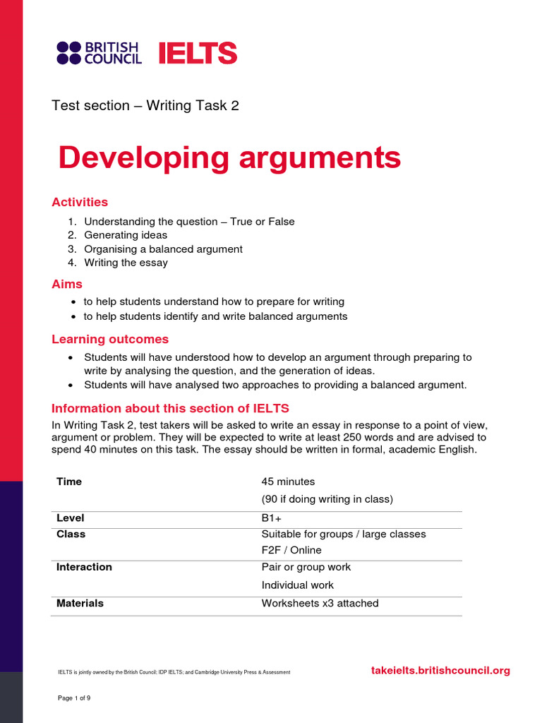 Writing Task 2 Developing Arguments | PDF | Nuclear Power | International English Language ...