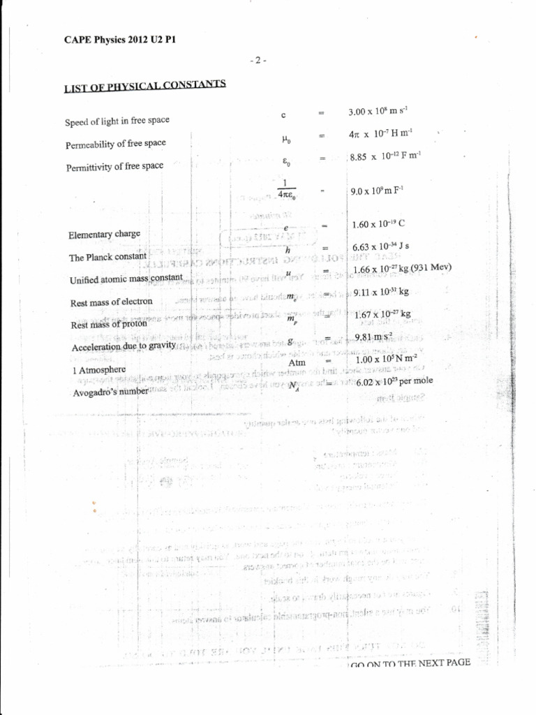 Cape Physics U2 P1 May-June 2012 With Answers | PDF