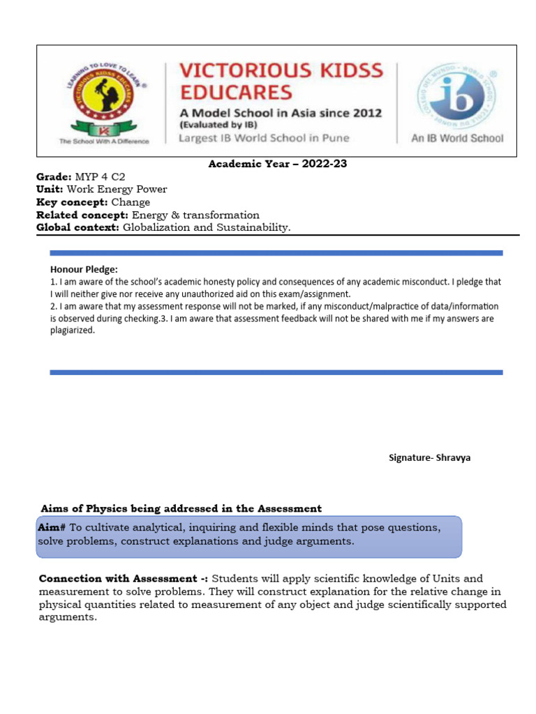 Work Energy Power Task Sheet 01 | PDF | Information | Science
