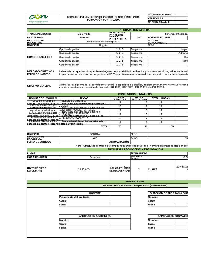 Diplomado En Sistemas Integrados De Gestión Hseq Pdf Organización