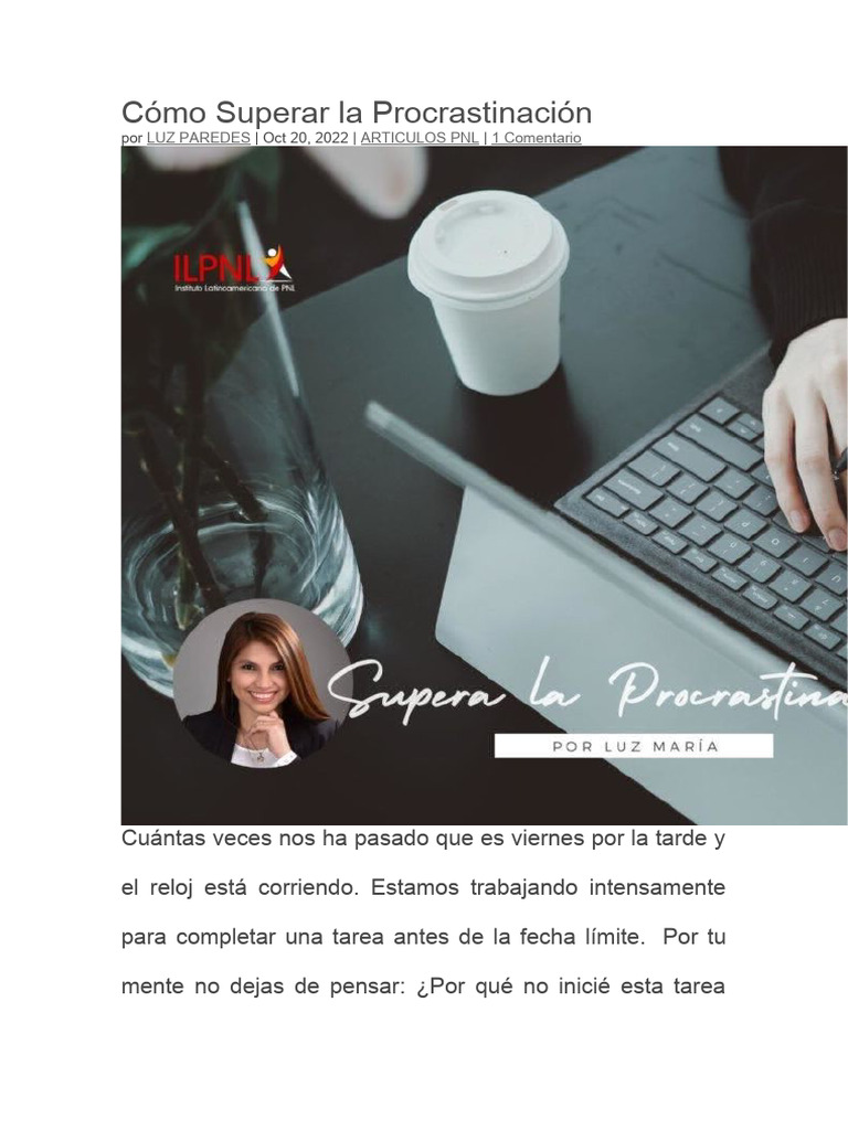 Cómo Superar la Procrastinación | PDF | Dilación | Habilidades profesionales
