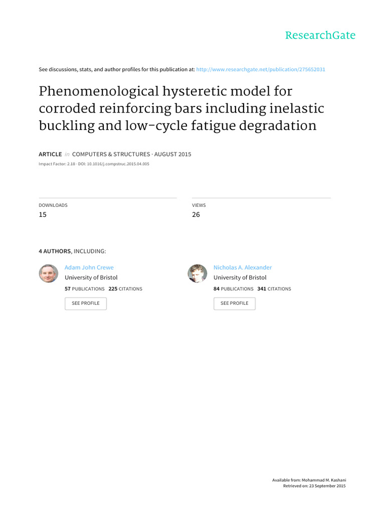 Kashani Et Al - Phenomenological Model | PDF | Buckling | Fatigue ...