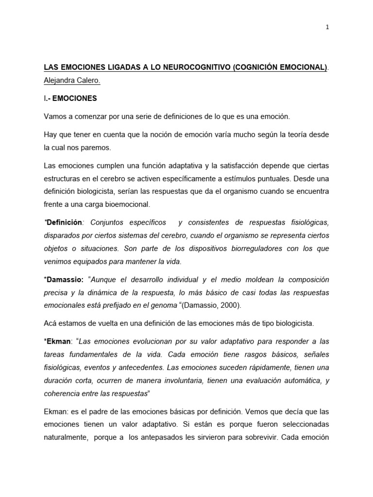 Las Emociones Ligadas A Lo Neurocognitivo Pdf Las Emociones