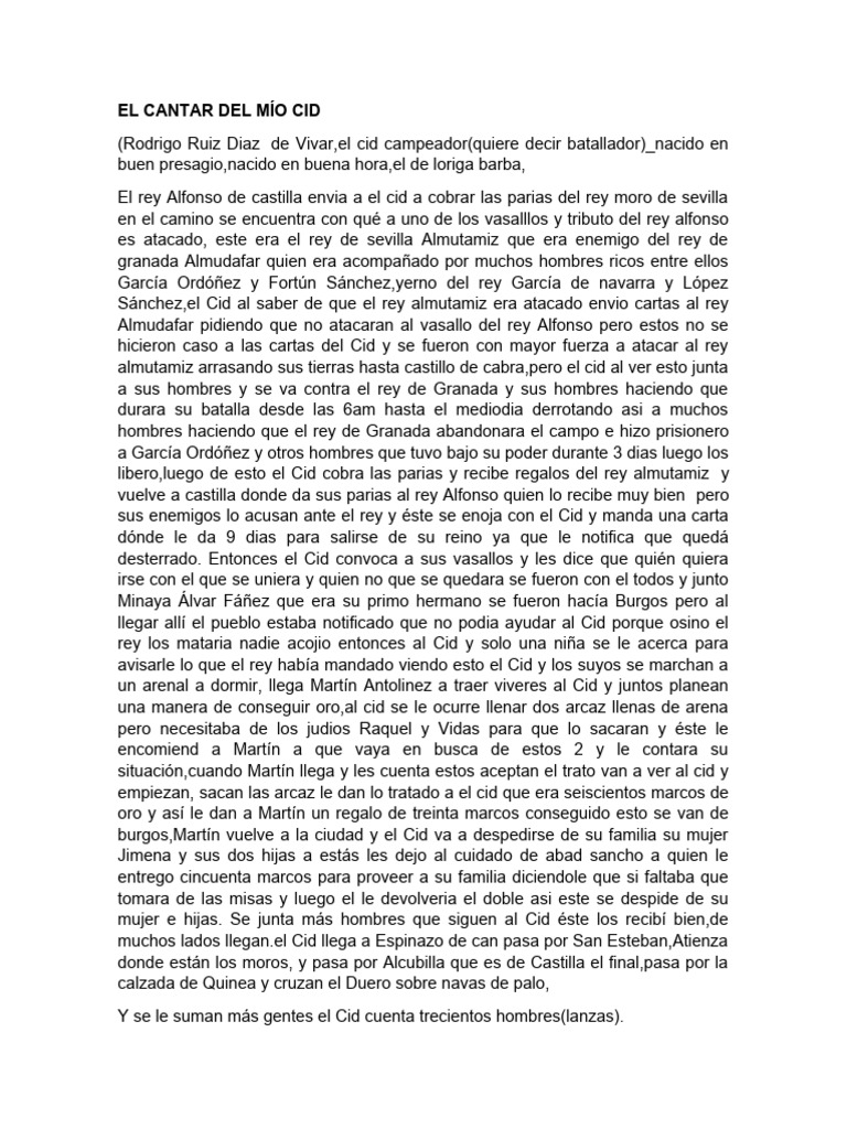 El Cantar Del Mío Cid | PDF