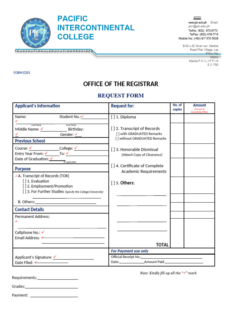 Pic Request Form-Word | PDF