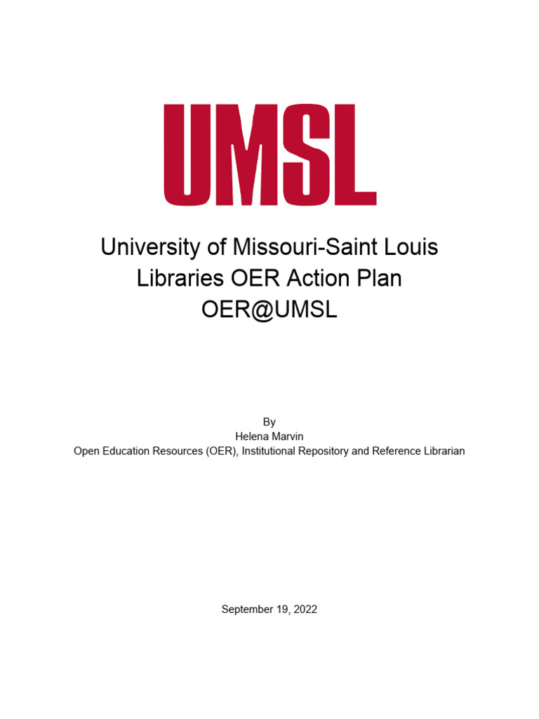 OER Action Plan for UMSL Libraries | PDF | Libraries