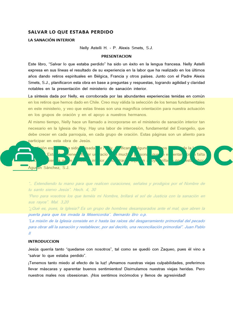 Sanación Interior: Salvar lo Perdido | PDF | Oración | Perdón